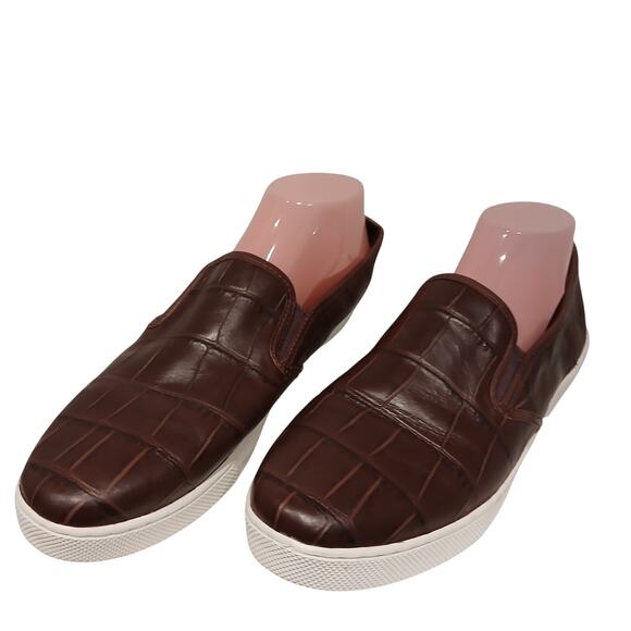 Coach | Shoes | Coach Parkside Leather Croc Embossed Burgundy Slip On ...